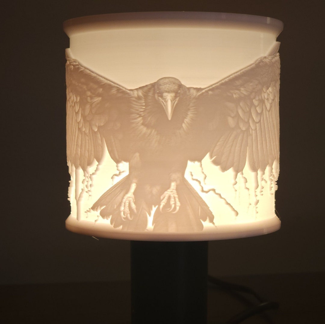 3D Printed Raven Lithophane Accent Lamp - Etsy
