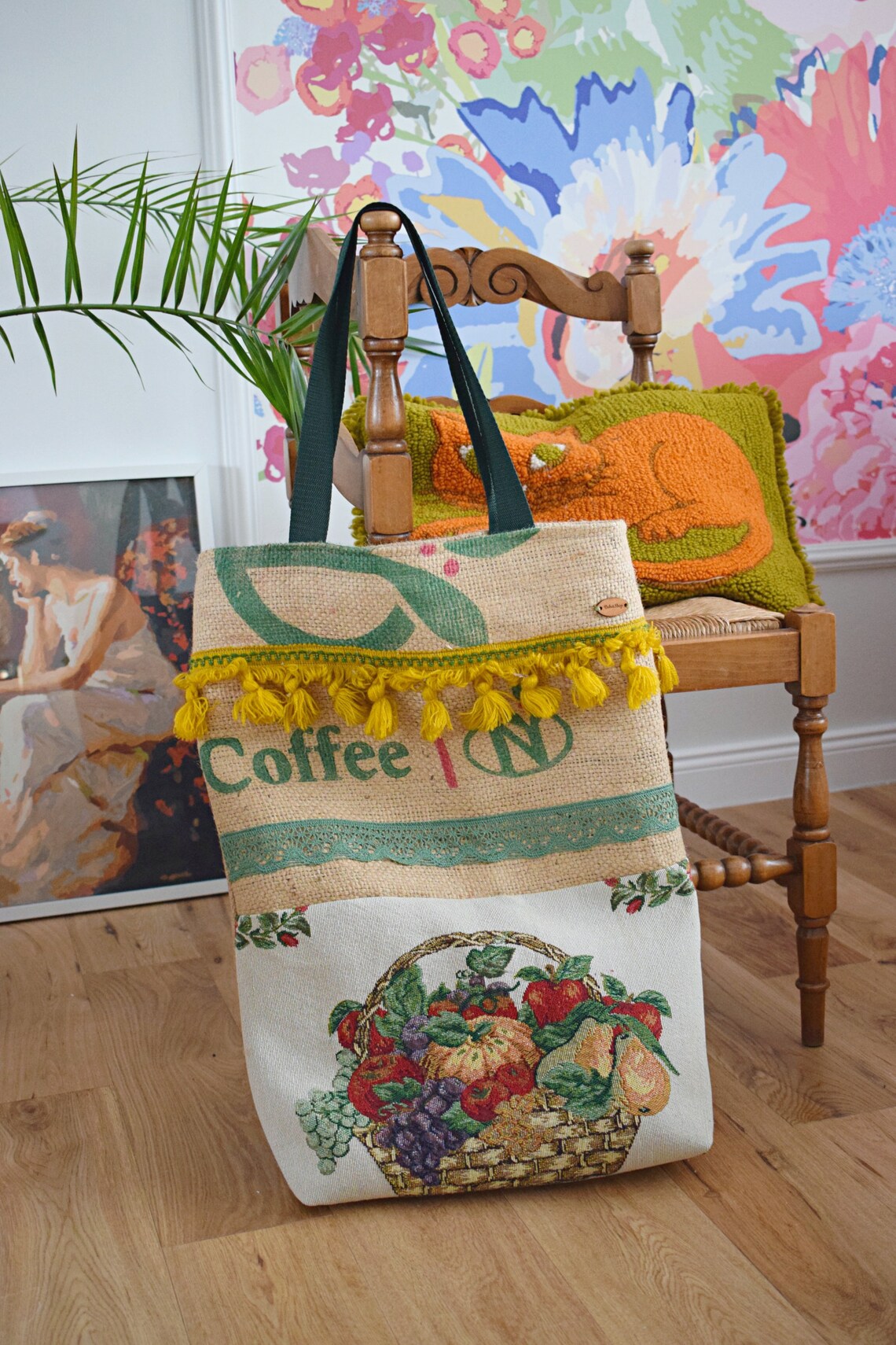 Jute Tote Bag, Burlap Bag, Hessian Jute Bag, Rustic Bag, Boho Bag ...