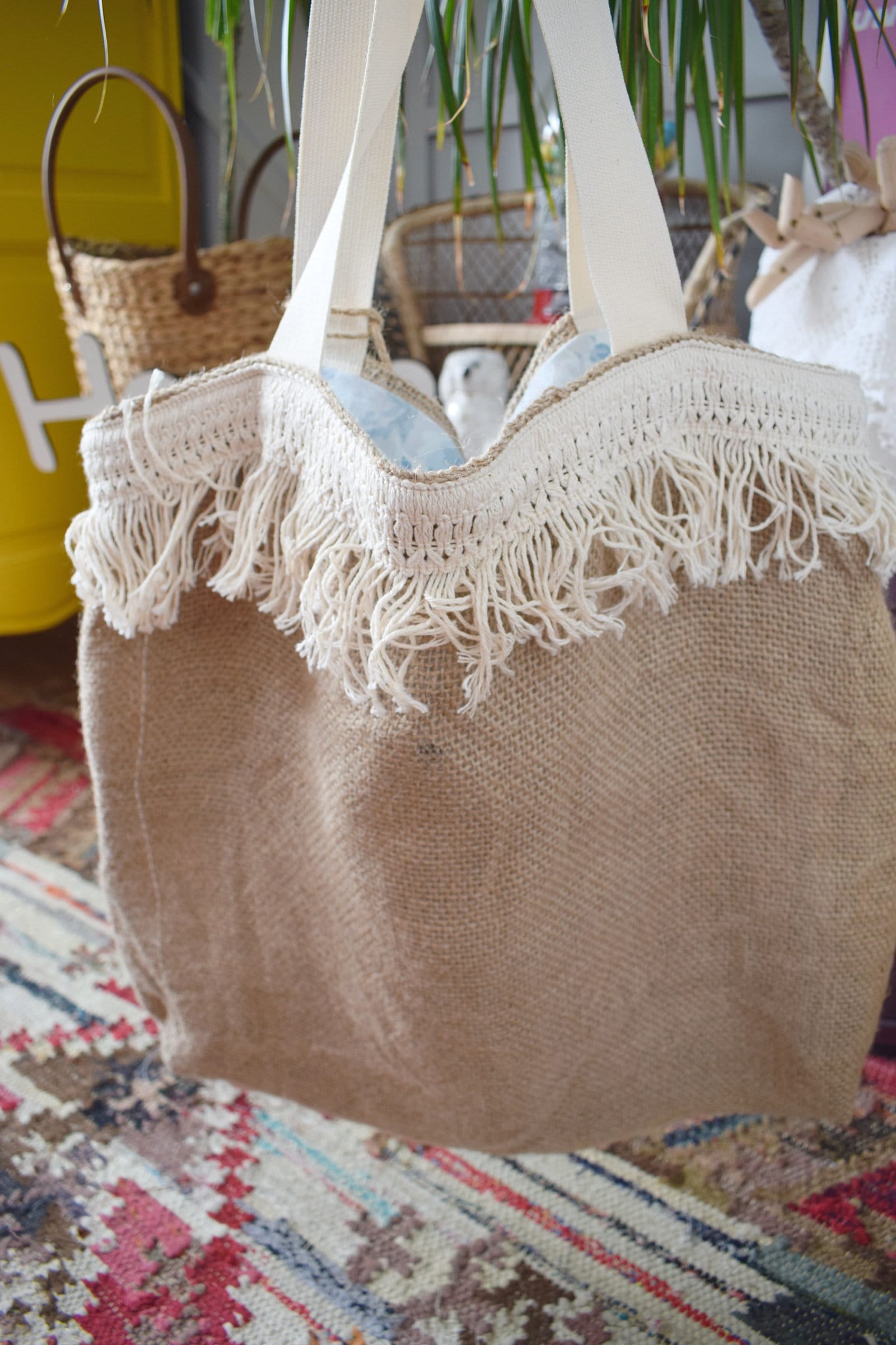Jute Tote Bag, Burlap Bag, Hessian Jute Bag, Rustic Bag, Boho Bag ...