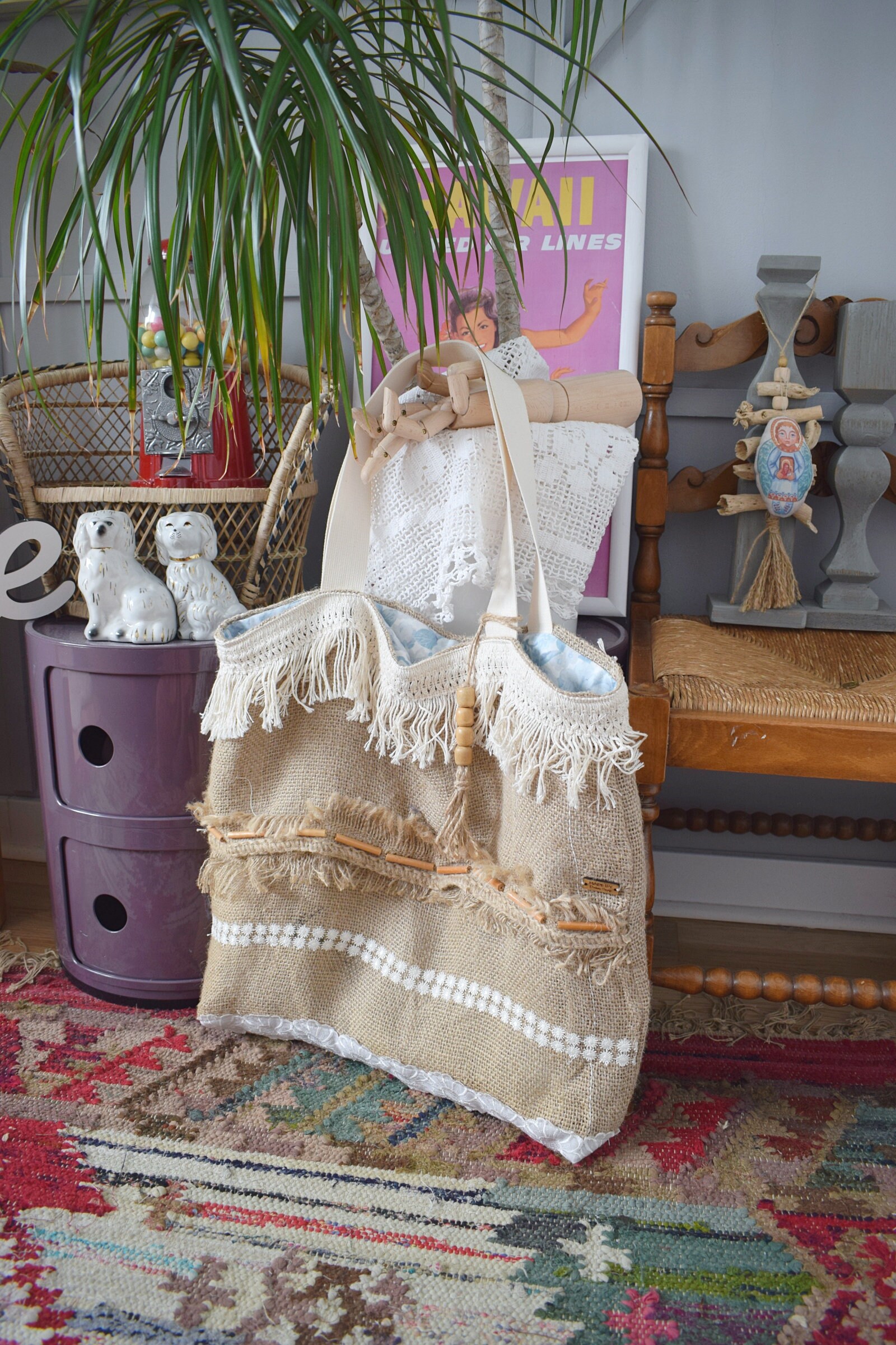 Jute Tote Bag, Burlap Bag, Hessian Jute Bag, Rustic Bag, Boho Bag ...