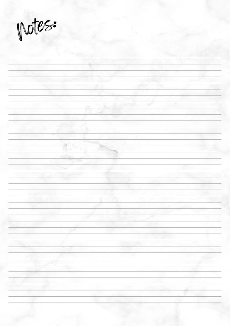 Printable Notes, Digital Download Notes, Minimal Notes Design, Clean ...