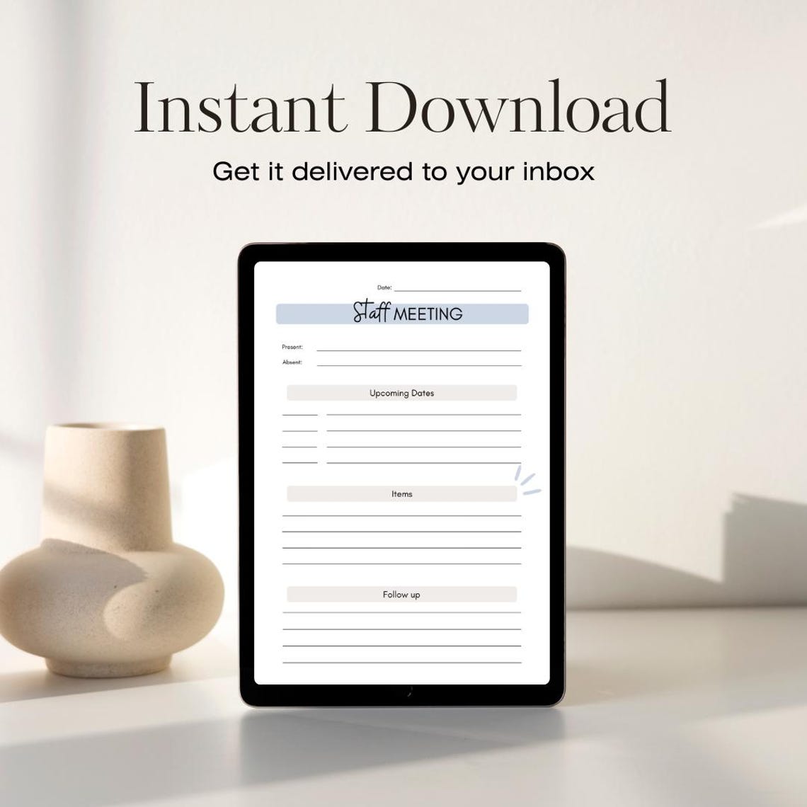 Printable Staff Meeting Notes, Digital Download Notes, Minimal Notes ...