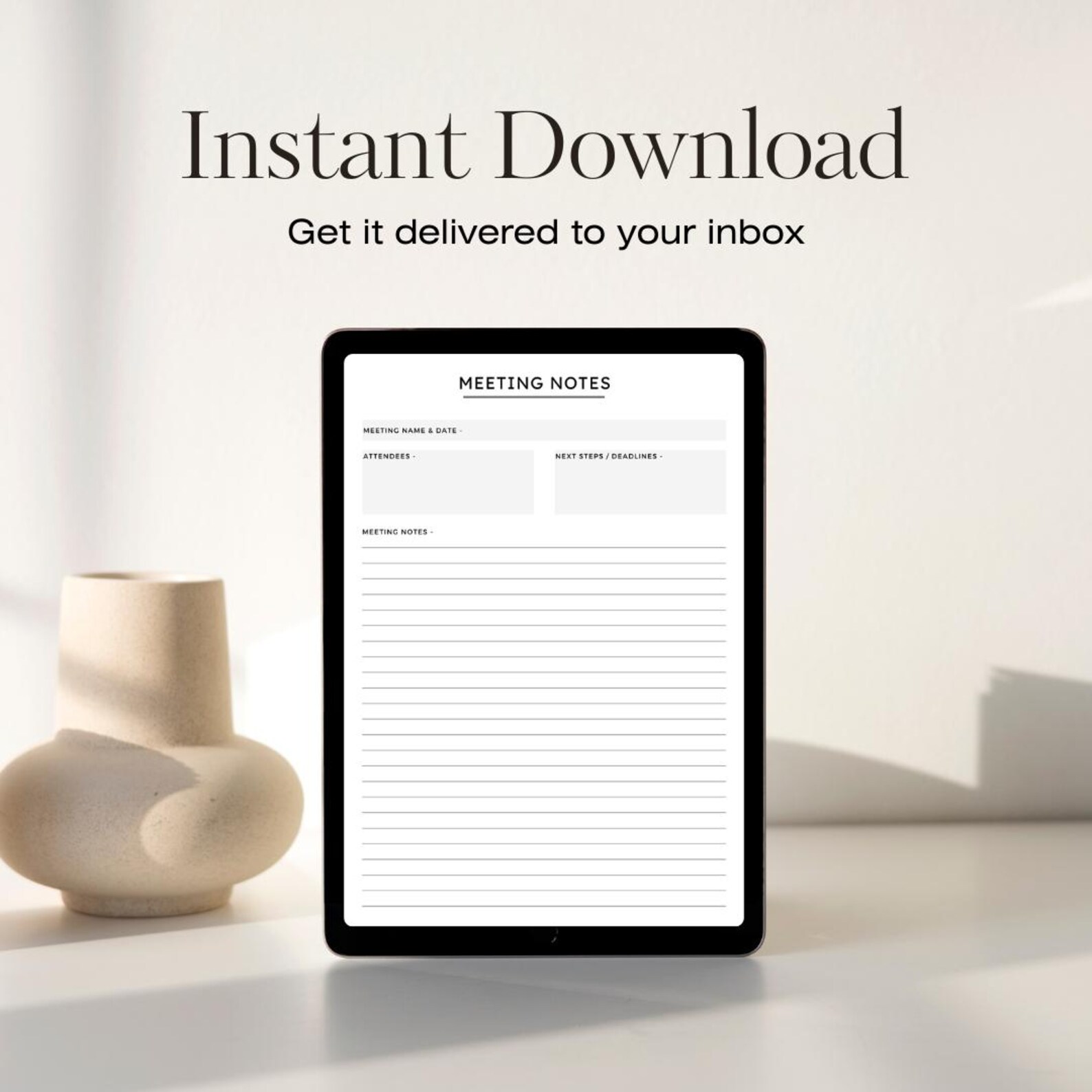 Printable Meeting Notes, Digital Download Notes, Minimal Notes Design ...