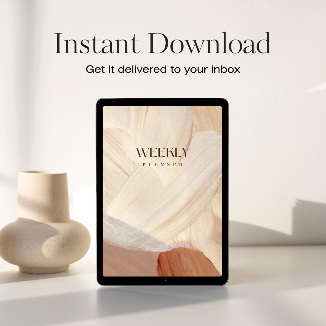 Golden Printable Weekly Planner, Digital Download Planner, Weekly ...