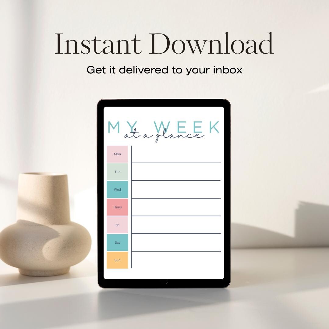 Printable Weekly Planner, Digital Download Planner, Weekly Schedule ...