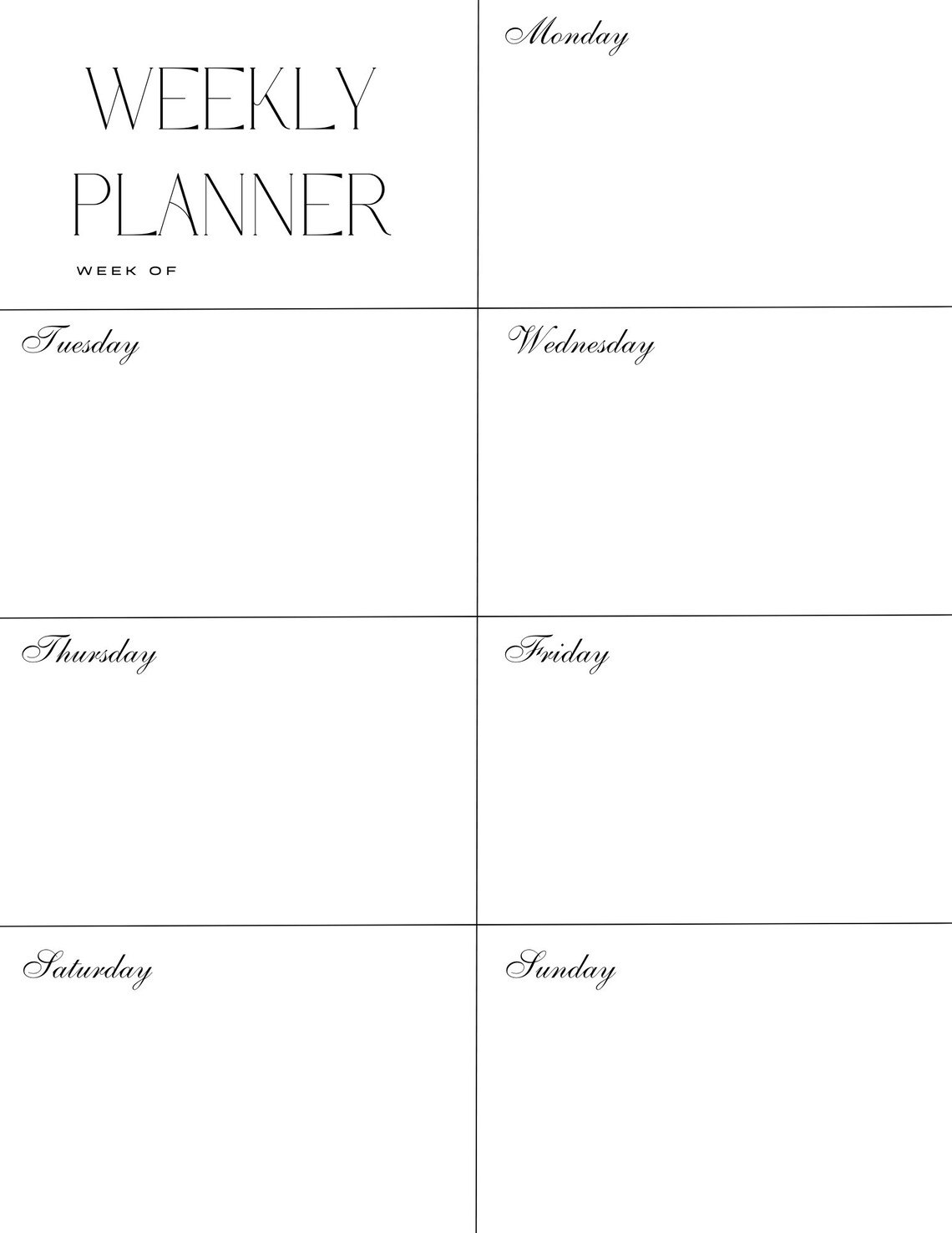 Printable Weekly Planner, Digital Download Planner, Weekly Schedule ...