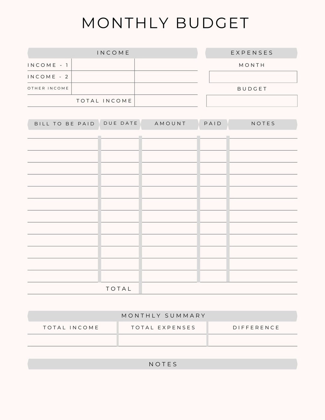 Printable Budget Planner, Digital Download Planner, Monthly Budgeting ...