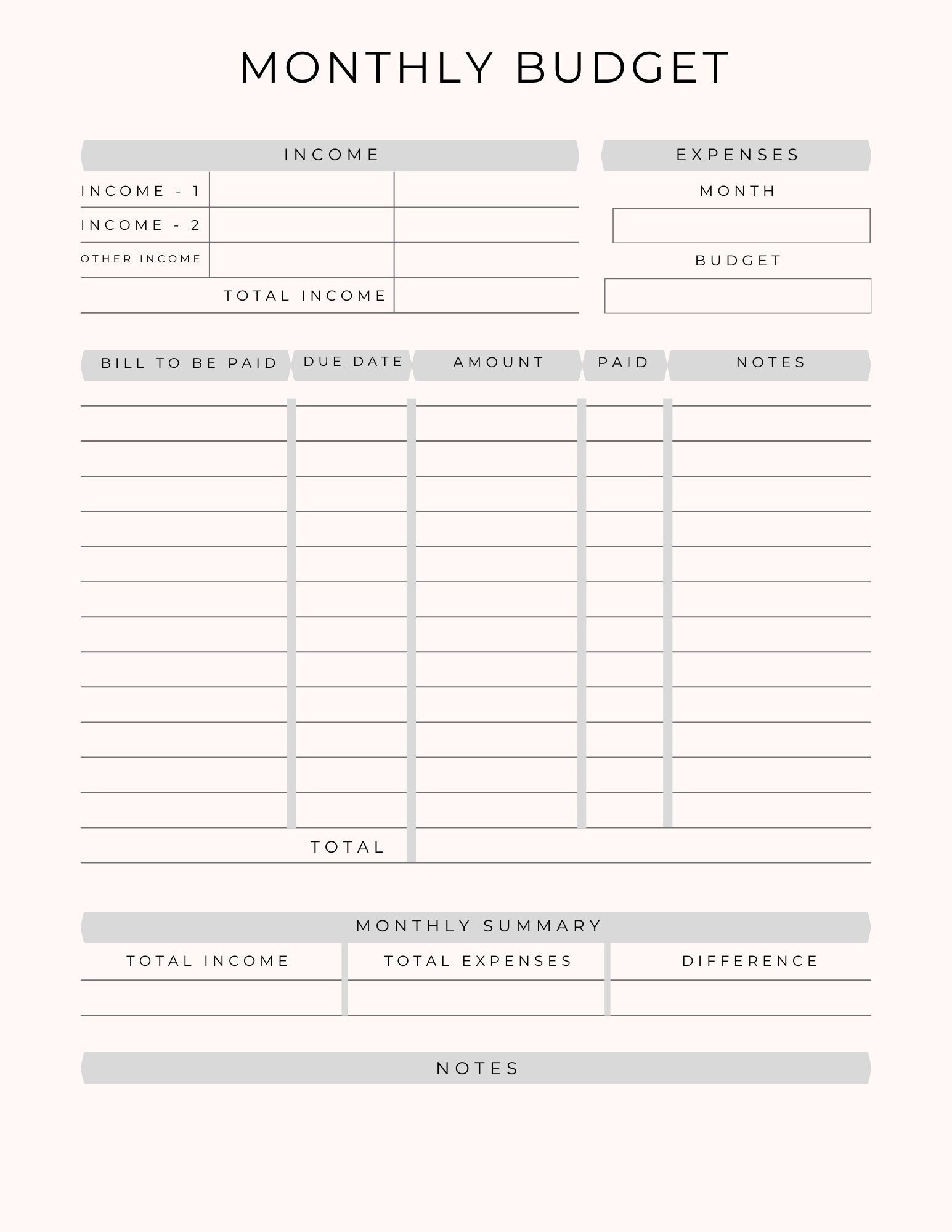 Printable Budget Planner, Digital Download Planner, Monthly Budgeting ...