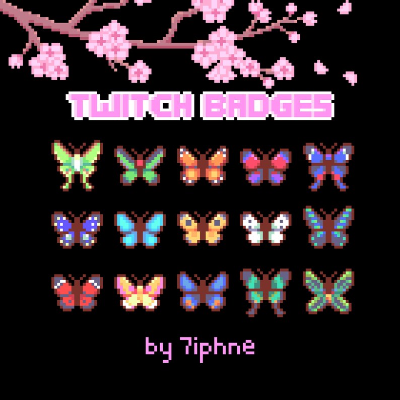 Twitch Badges Butterflies / Moths Pixel Art Sub Bit Cute Kawaii ...