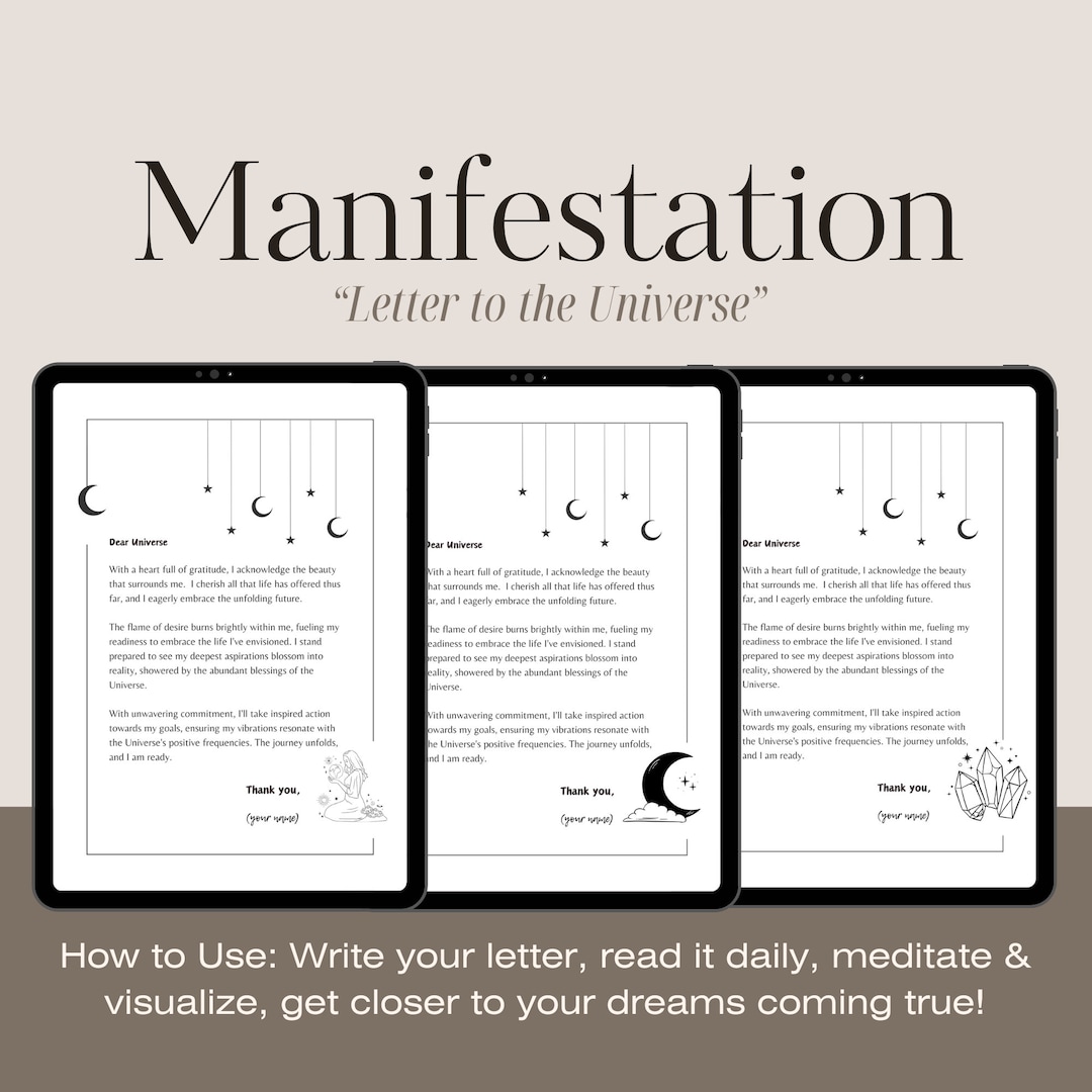 Editable Letter to Universe Manifest Your Dream Life Law of Attraction ...