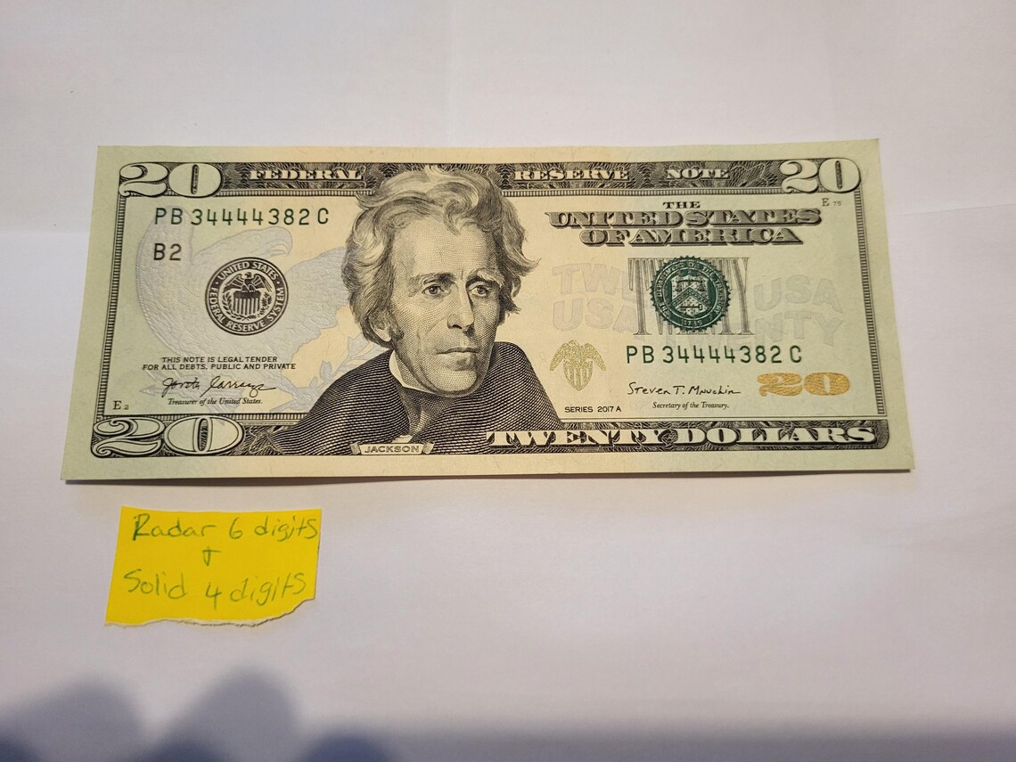 2017 1 20 Dollar Note Bill 6 Digit Radar & Solid 4 Digits - Etsy
