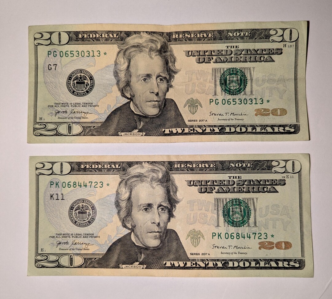 Two 2 2017A Star Note Twenty Dollar Bills Usedgood Condition - Etsy