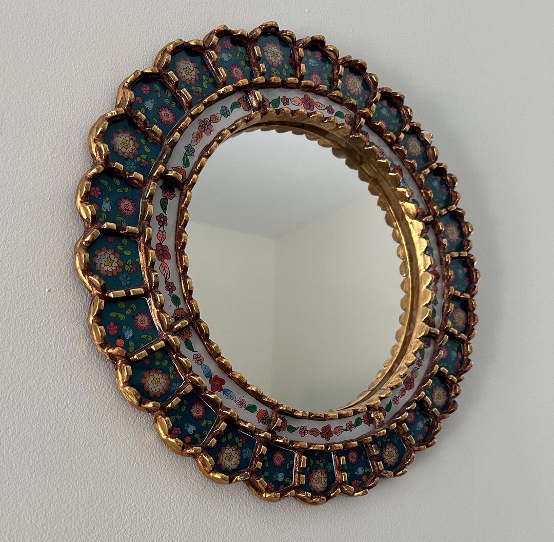Handcrafted Peruvian Wall Mirror With Hand Painted Glass - Etsy