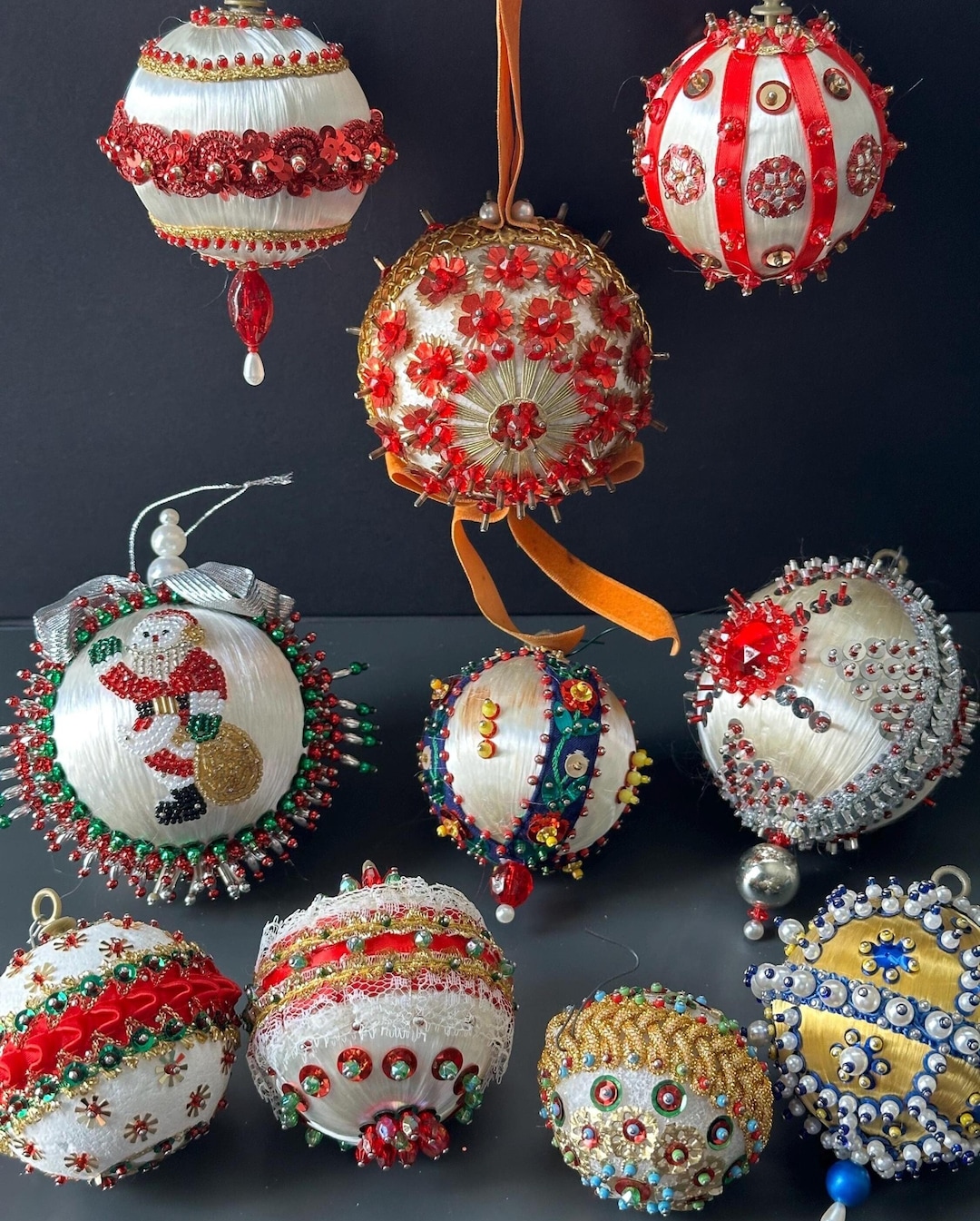 Vintage Christmas Handmade Ornaments White Collection - Etsy