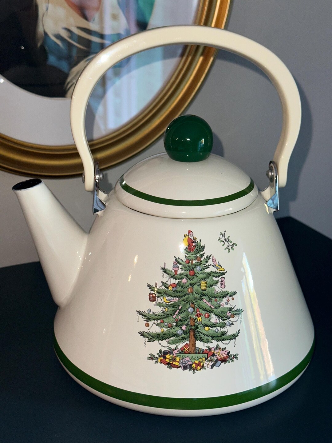 Vintage Spode Christmas Tree Enamel-on-steel Tea Kettle - Etsy