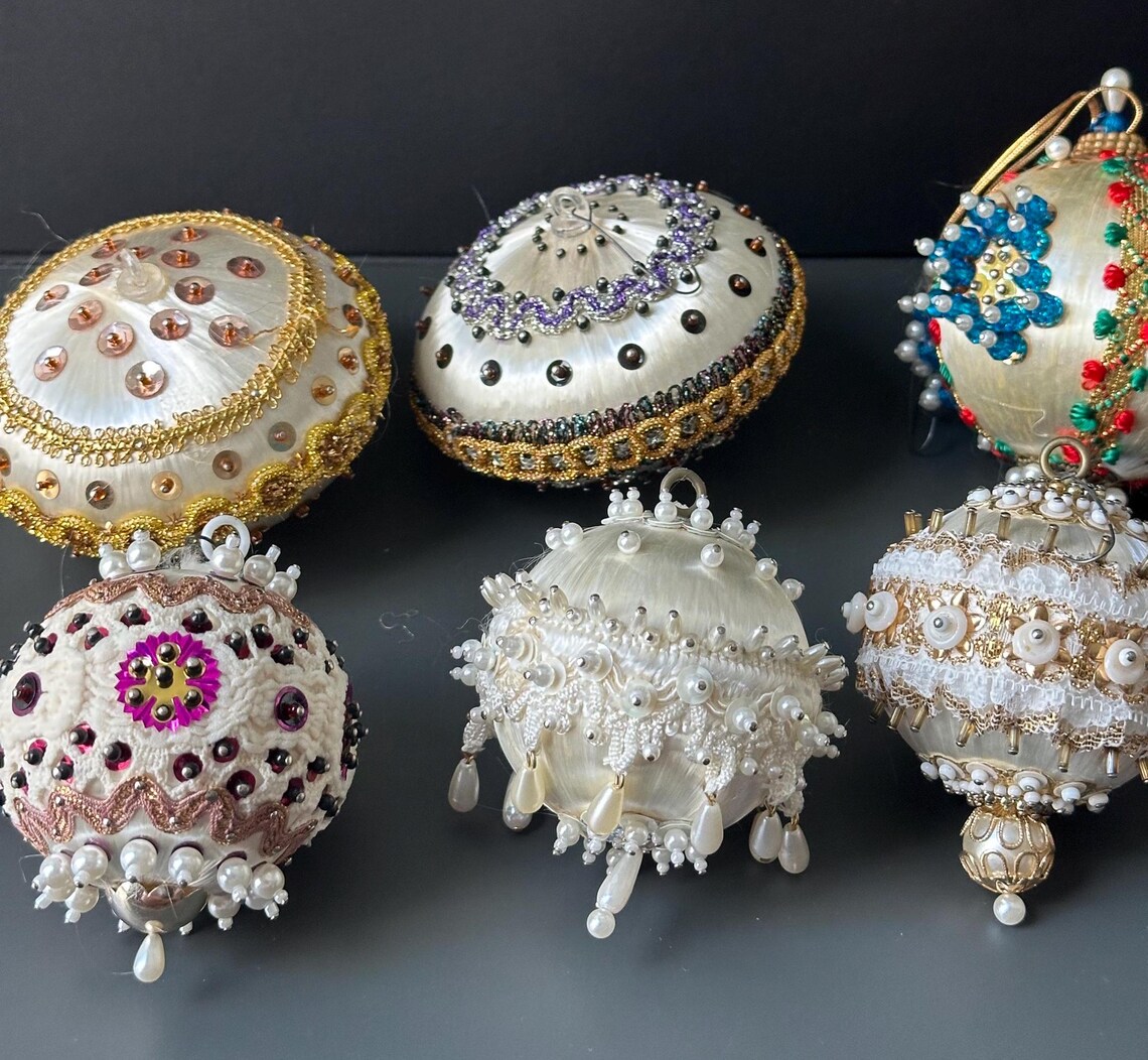 Vintage Christmas Handmade Ornaments White Collection - Etsy