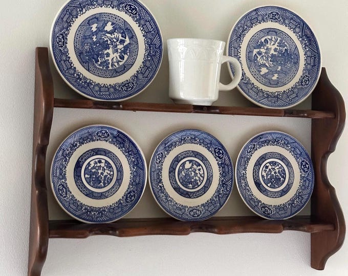 Vintage Wood Display Shelf for Plates and Tea Cups With 6 Hooks - Etsy