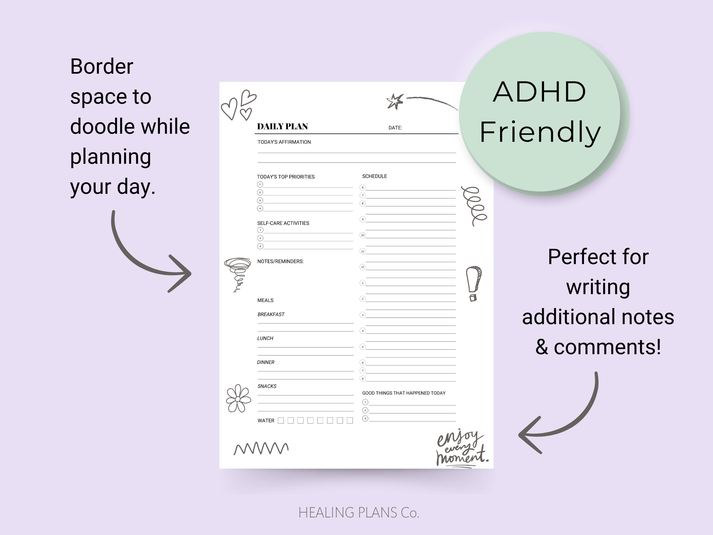 ADHD Digital Planner, ADHD Planner Printable, Mental Health Workbook - Etsy