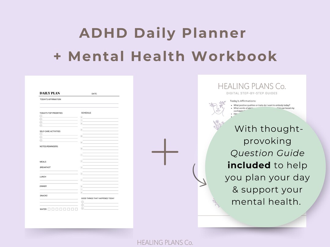 ADHD Digital Planner, ADHD Planner Printable, Mental Health Workbook - Etsy