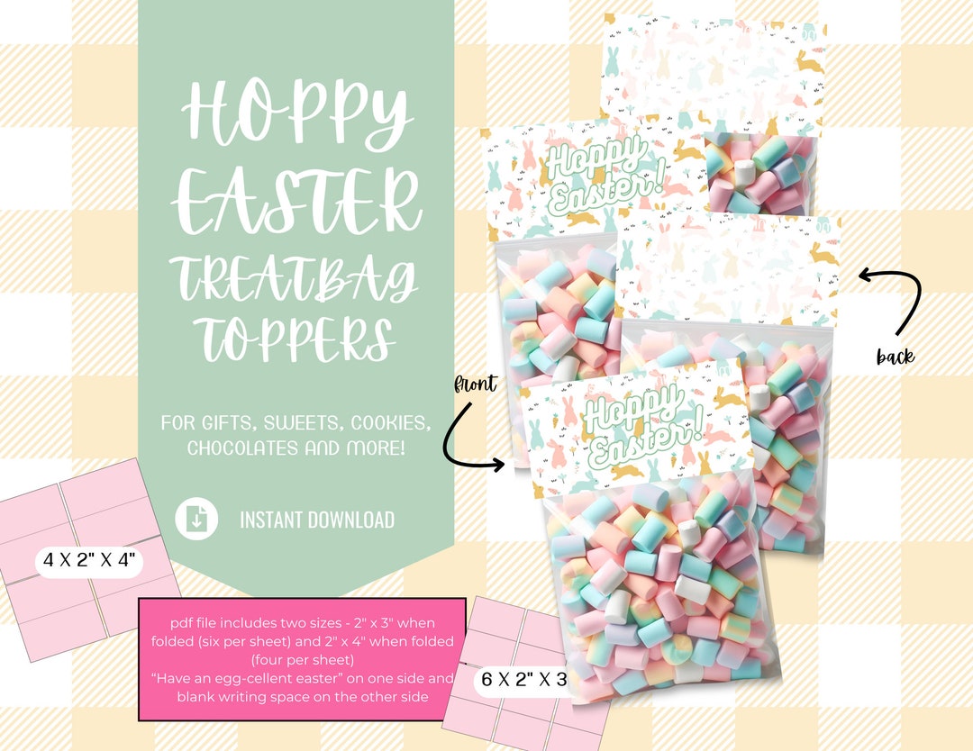 Printable Treat Bag Toppers Hoppy Easter Instant Download Cookies Candy ...