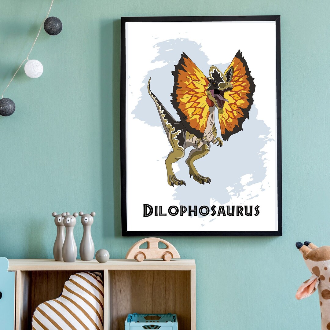 Dilophosaurus Jurassic Dinosaur Print Picture for Children's Room ...