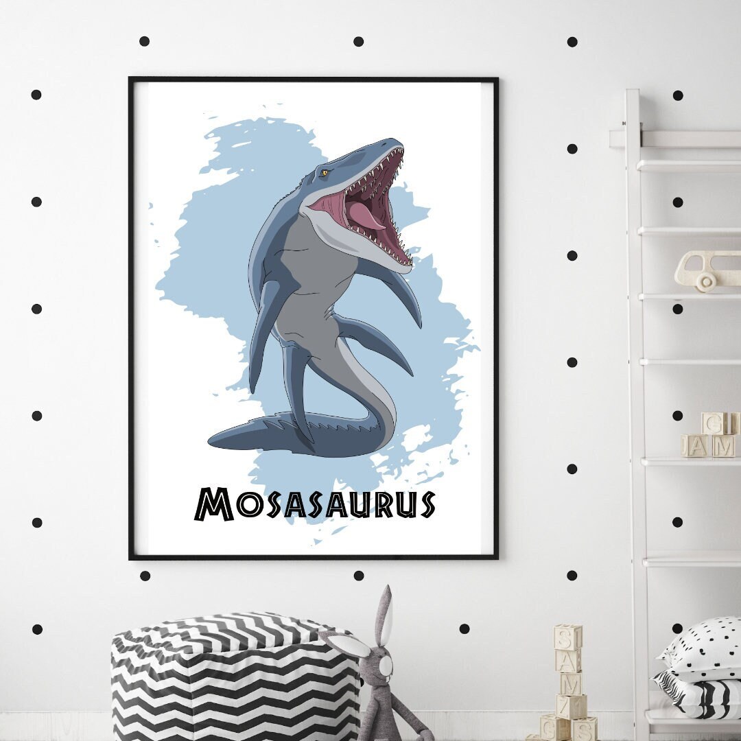 Mosasaurus Jurassic Dinosaur Print Picture for Kids Room. Instant ...