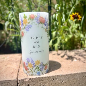 Elegant Floral Wedding Unity Candle Set for Ceremony + 2 Initial ...