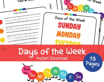 Learn Days of the Week, Writing Worksheet Printable, Practice ...