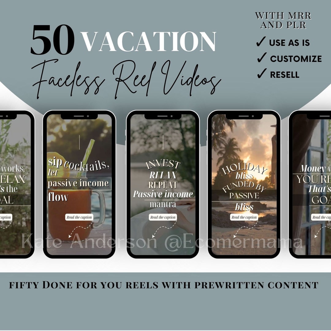 Faceless Reel Videos VACATION VIBES With DFY Content and Bonus With ...