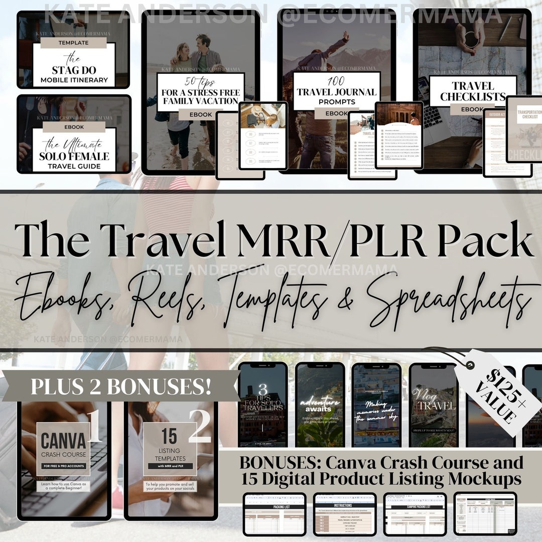 The Travel PLR and MRR Pack - Templates, Guides, Spreadsheets & Reels ...
