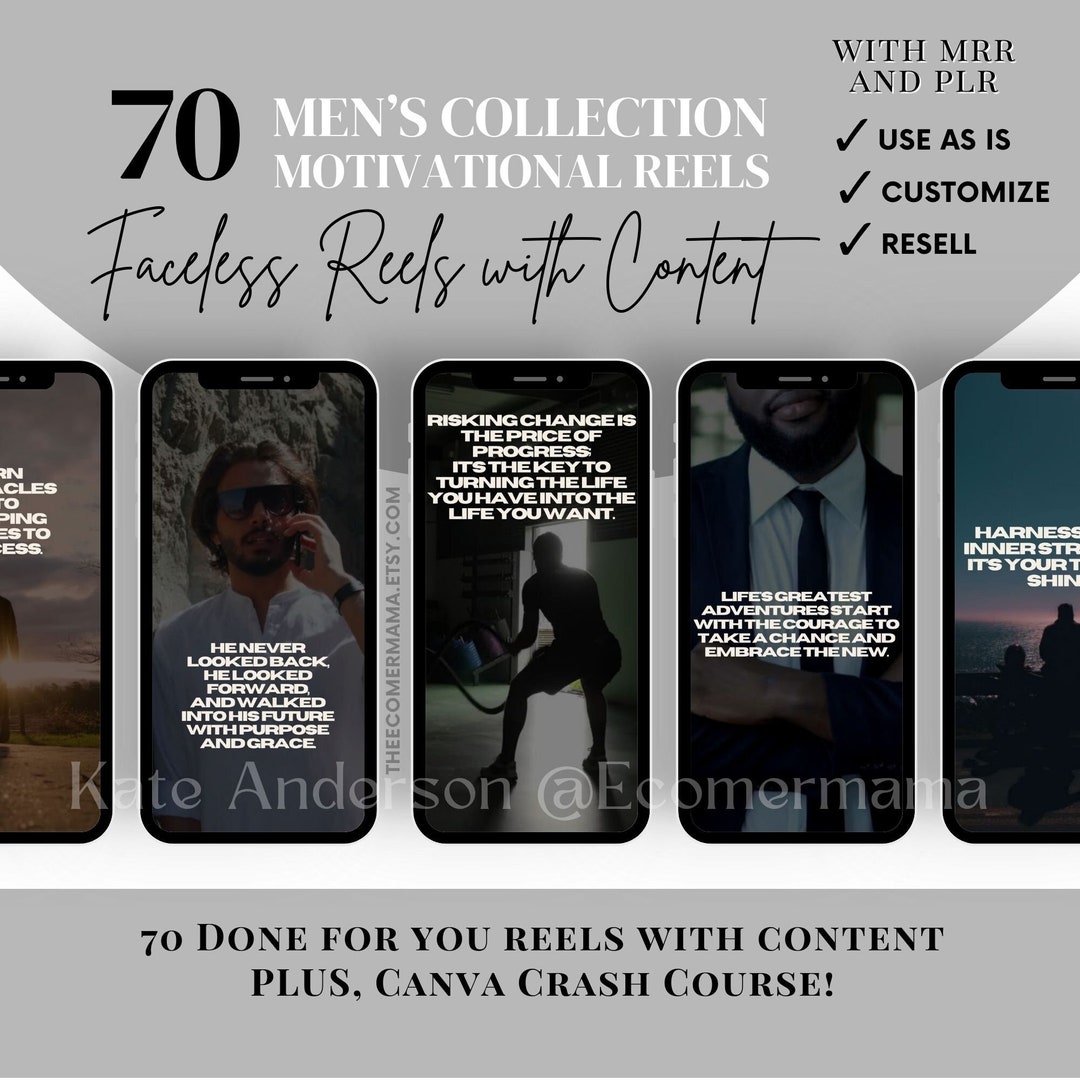 70 Men's Reels With MOTIVATIONAL Content W/master Resell Rights (MRR ...