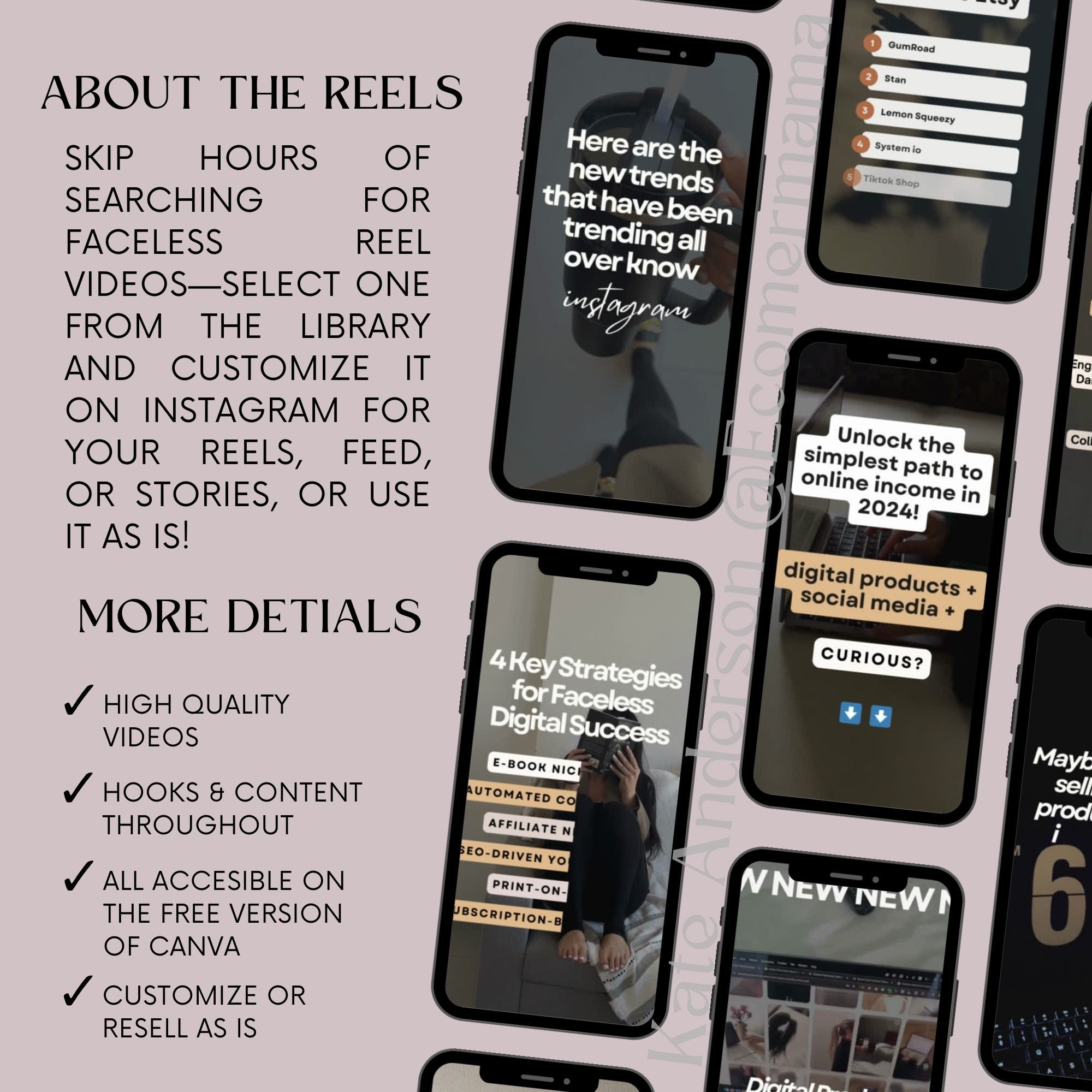 185 Faceless Reels and Posts With Content for Digital Marketers W/master Resell Rights MRR and ...