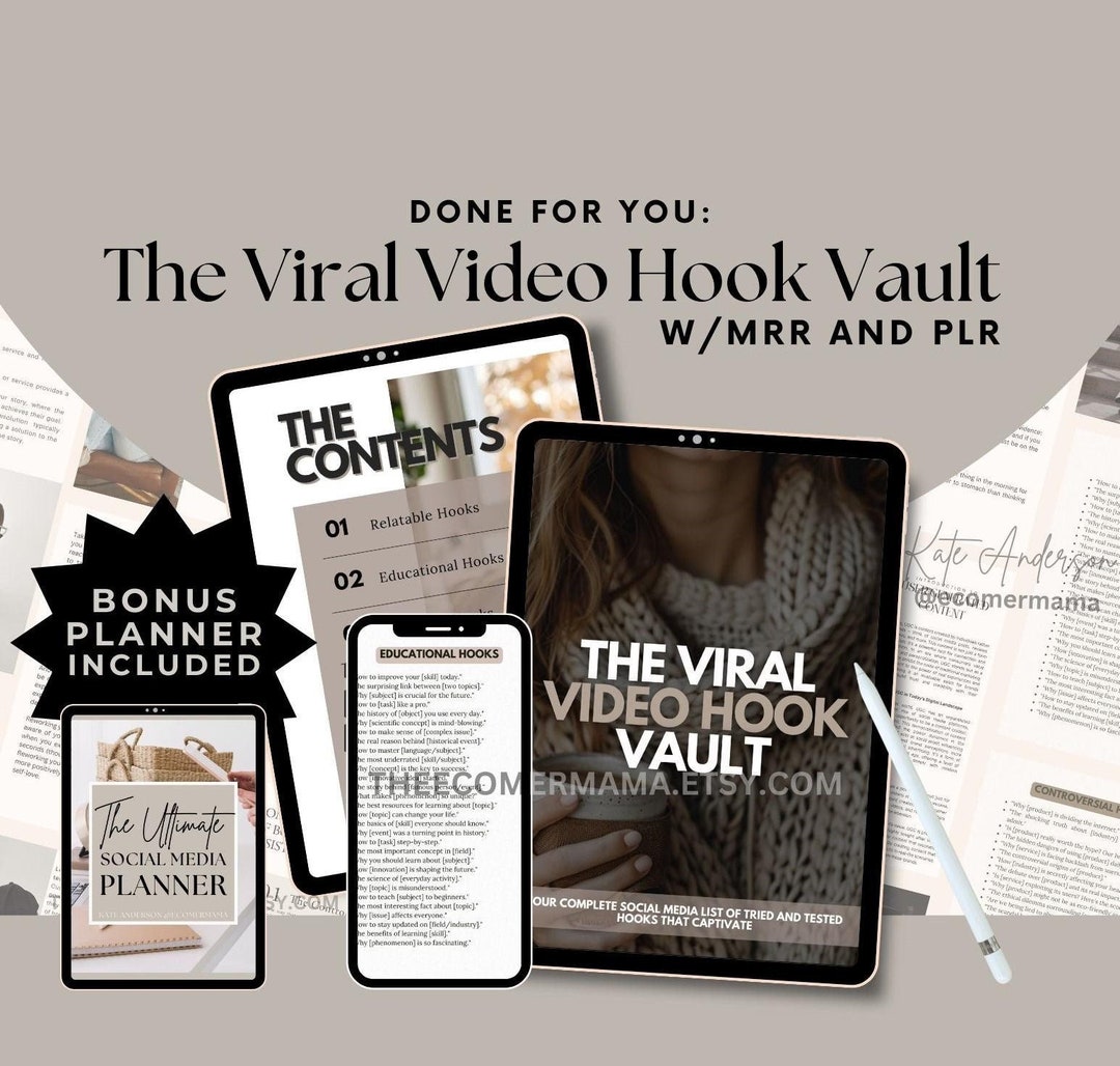 The Viral Video Hook Vault With Master Resell Rights (MRR) and Private Label Rights (PLR): DFY ...