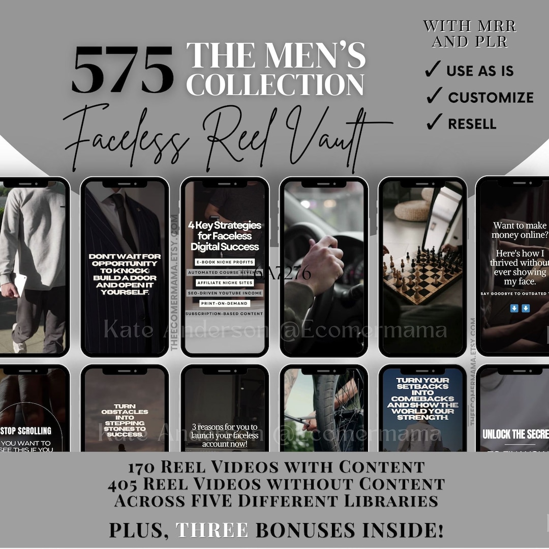 575+ Men's Collection Reel Vault W/master Resell Rights (MRR) & Private ...