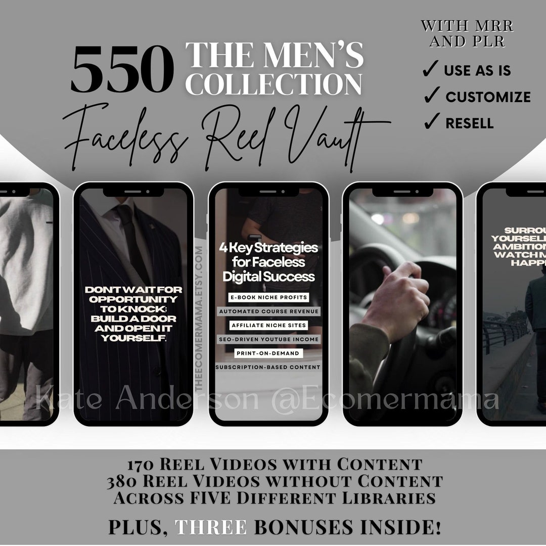 550 Men's Collection Reel Vault W/master Resell Rights MRR & Private ...