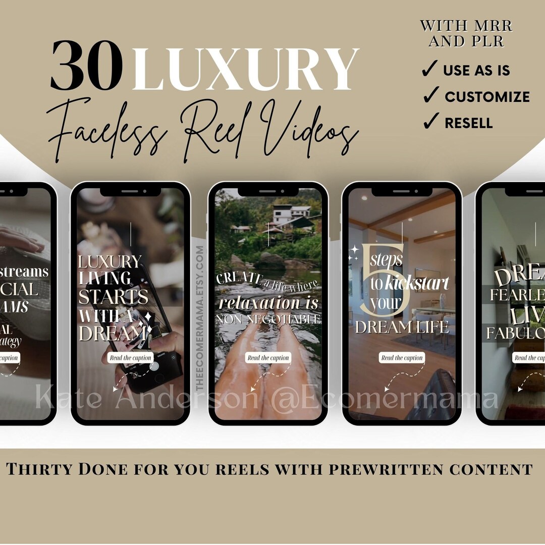 Faceless Reel Videos for LUXE LIFE With DFY Content and Bonus With ...
