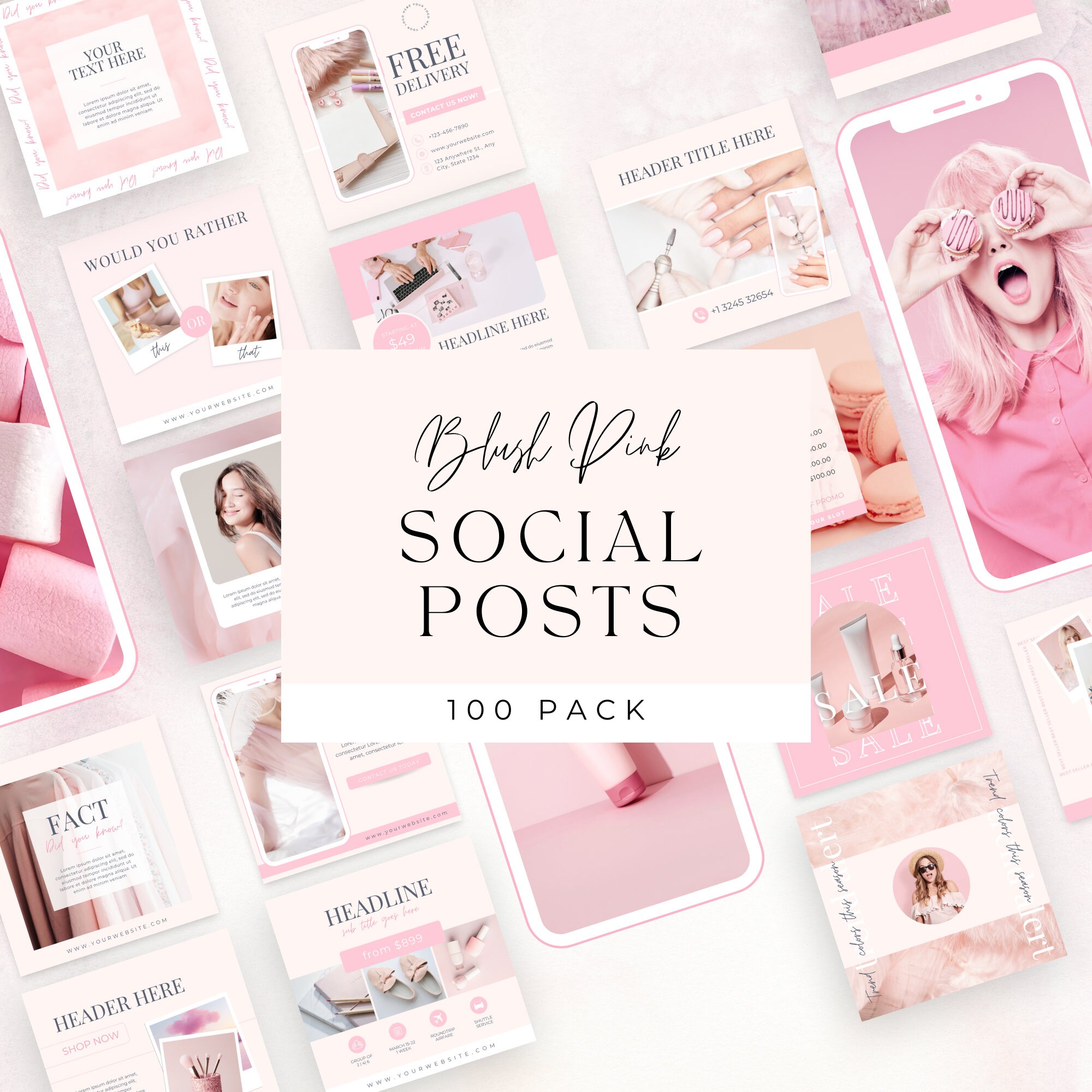 Pink Instagram Templates, Pink Social Media Templates, Pink Canva ...