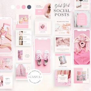 Pink Instagram Templates, Pink Social Media Templates, Pink Canva ...