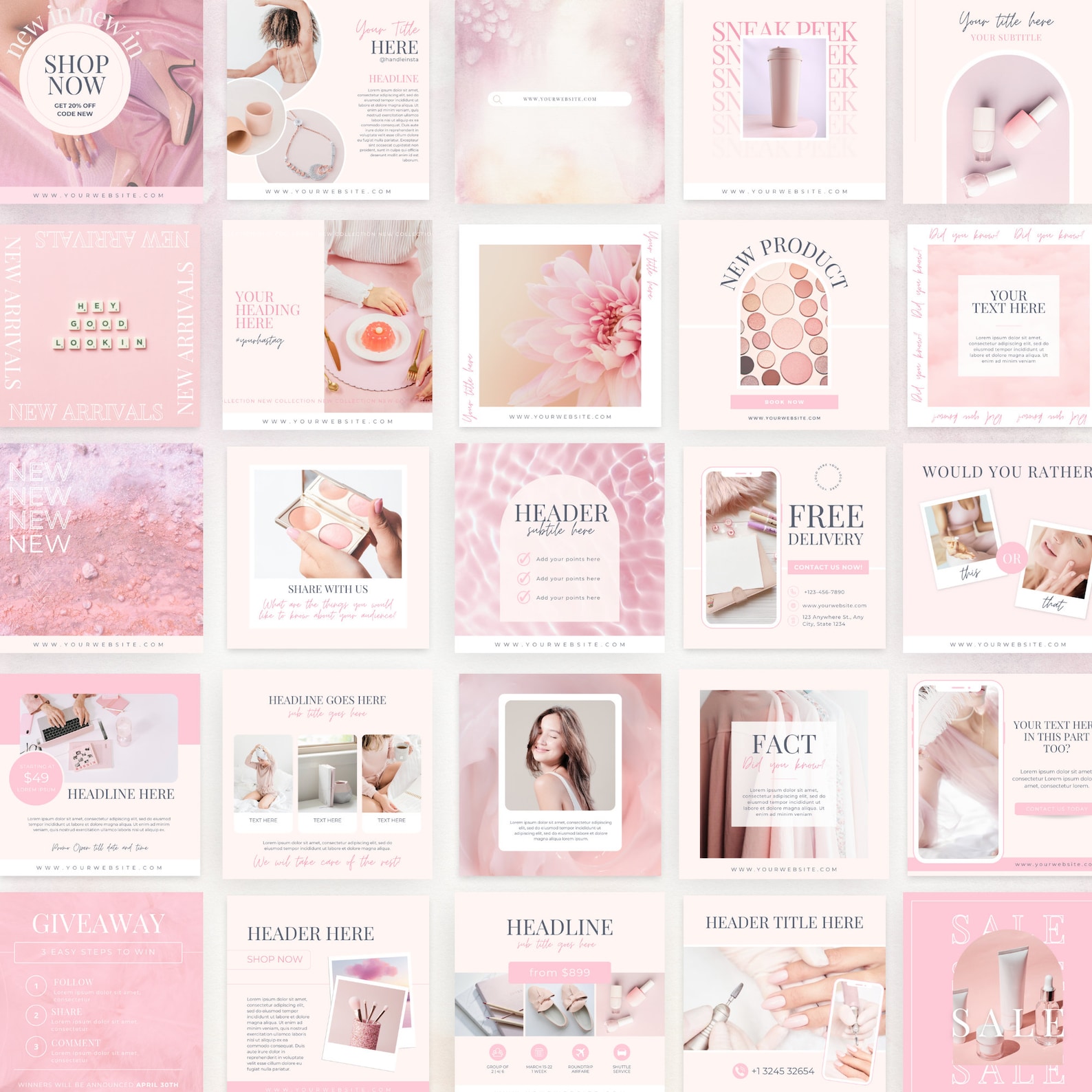 Pink Instagram Templates, Pink Social Media Templates, Pink Canva ...