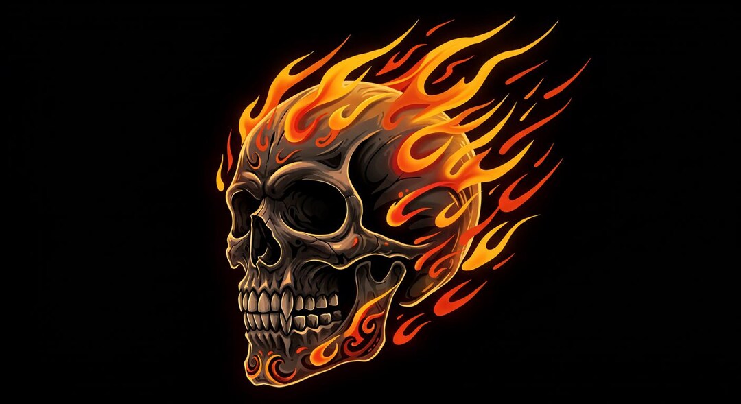 Flamed Skull Digital Image Instant Download - Etsy