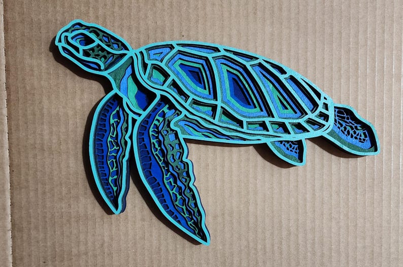 Layered Wood Art Turtle - Etsy