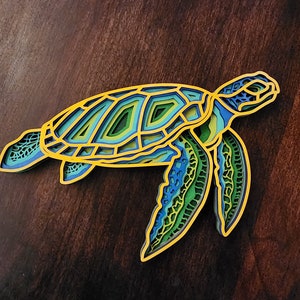Layered Wood Art Turtle - Etsy