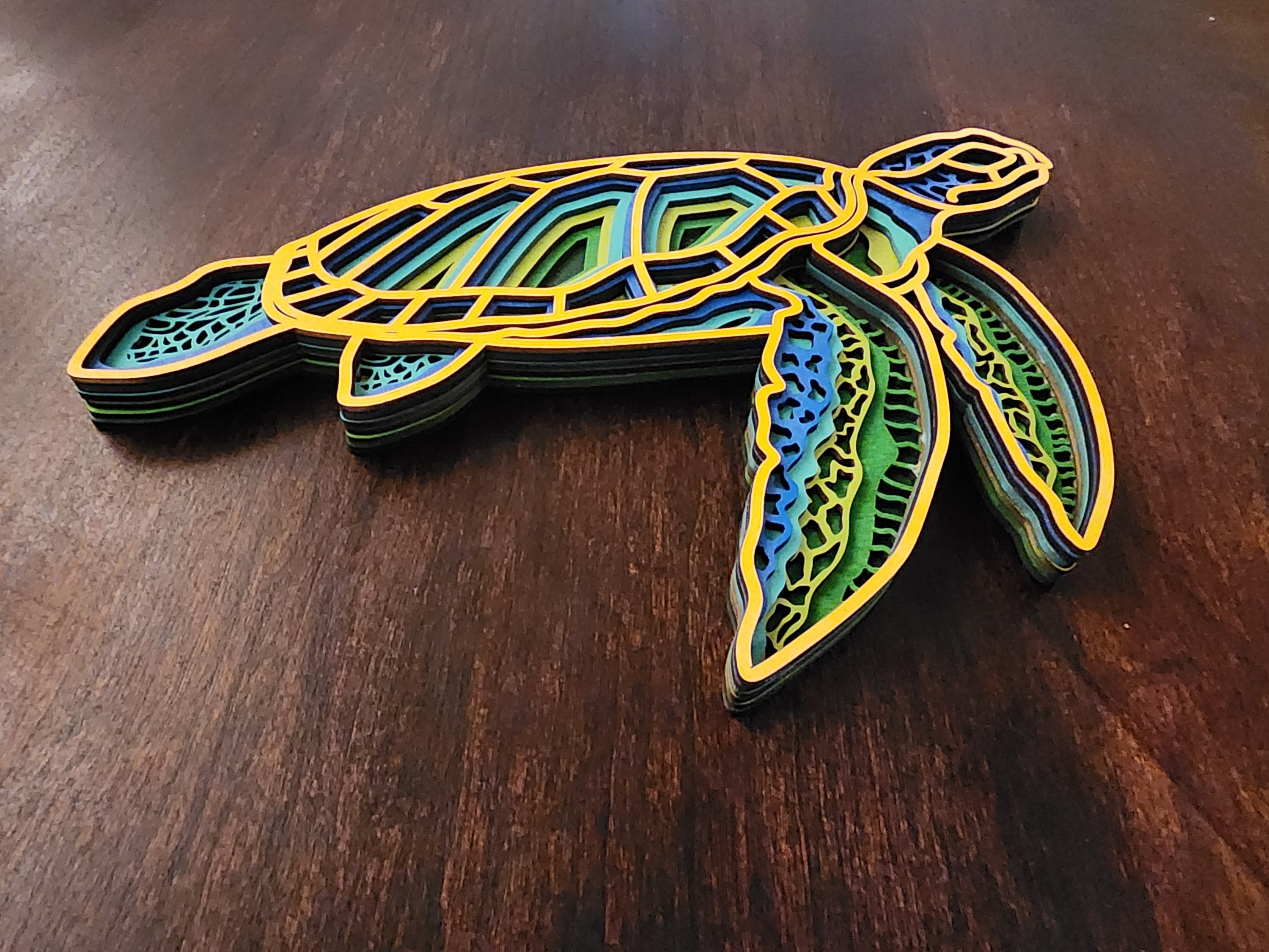 Layered Wood Art Turtle - Etsy