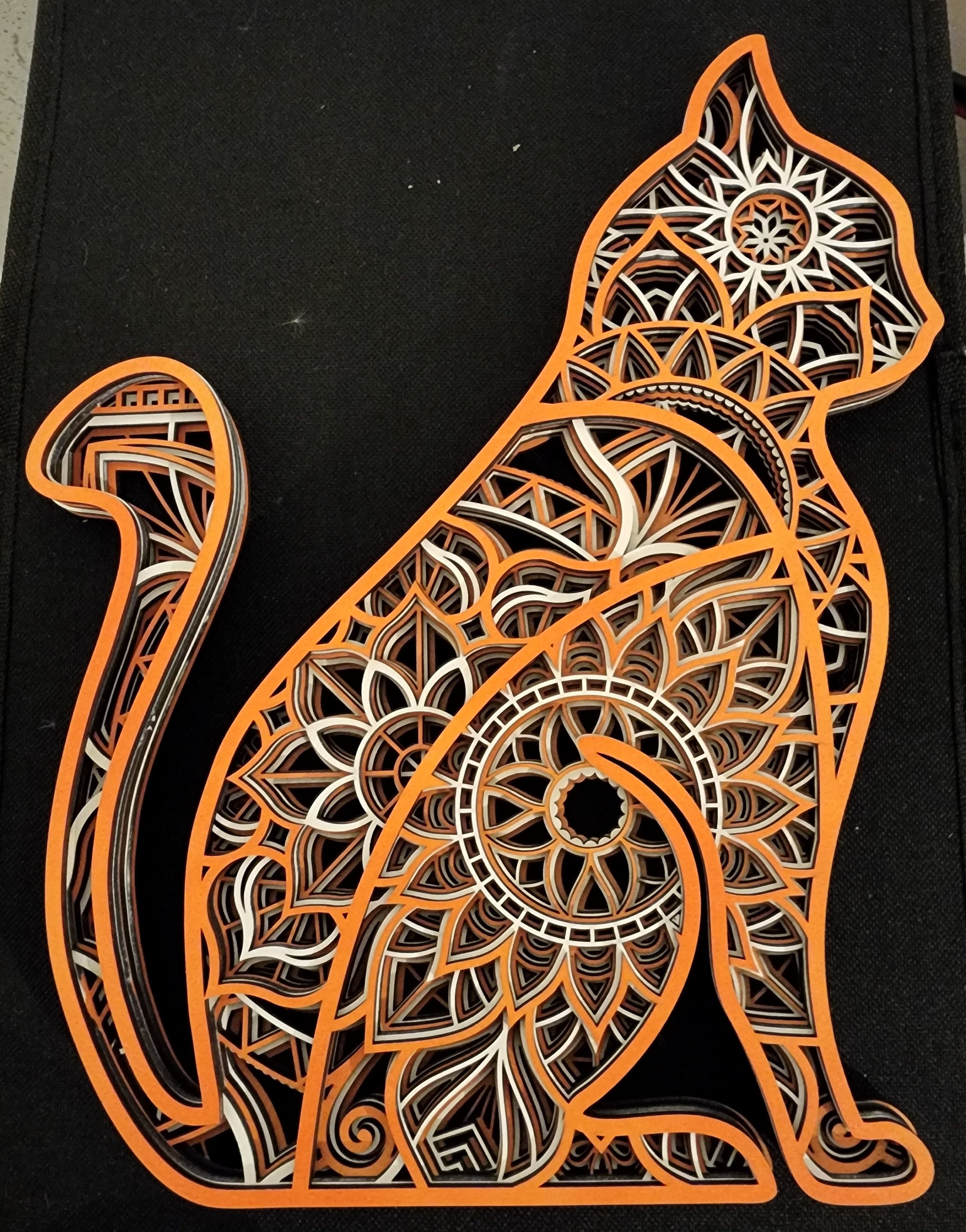 Mandala Cat Layered Wood Art - Etsy