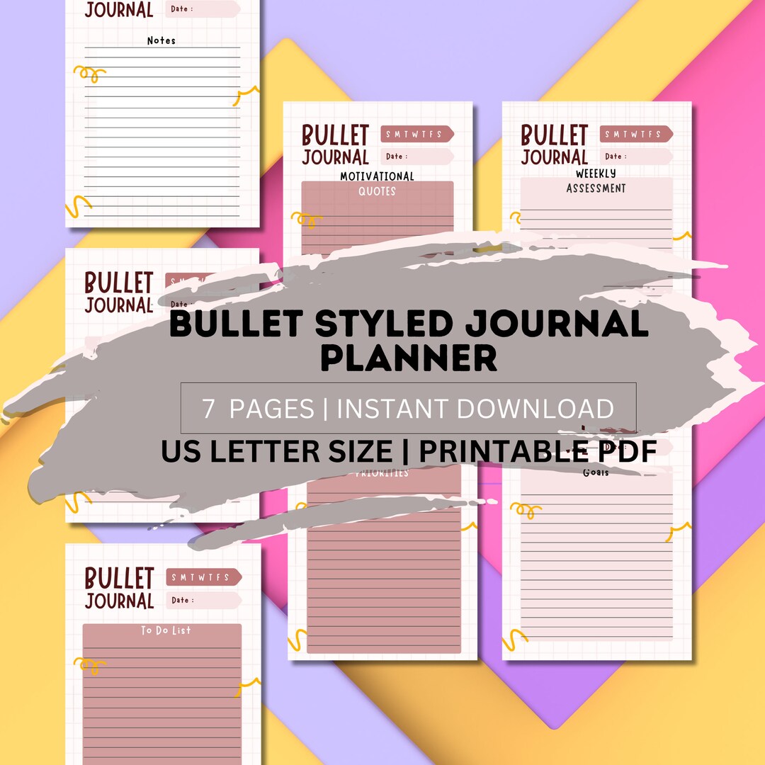 Bullet Journal-style Template, Premade Bullet Journal, Printable Task ...