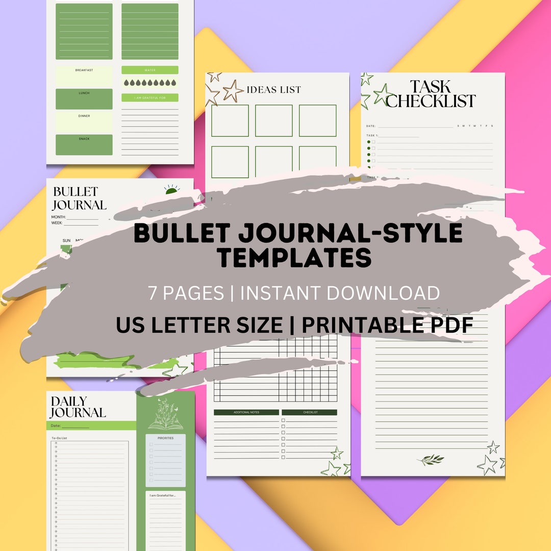 Bullet Journal-style Template, Premade Bullet Journal, Printable Task ...