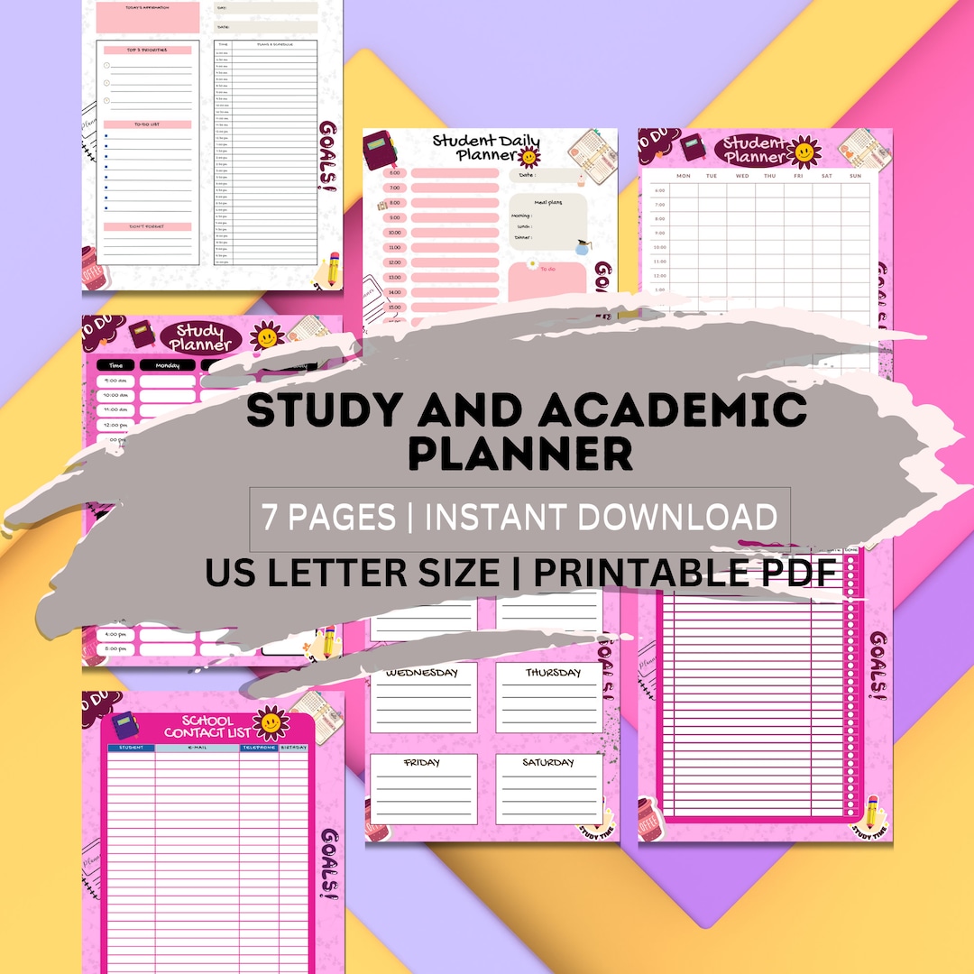 Student Academic Planner, Student Planner, Undated Academic Planner ...