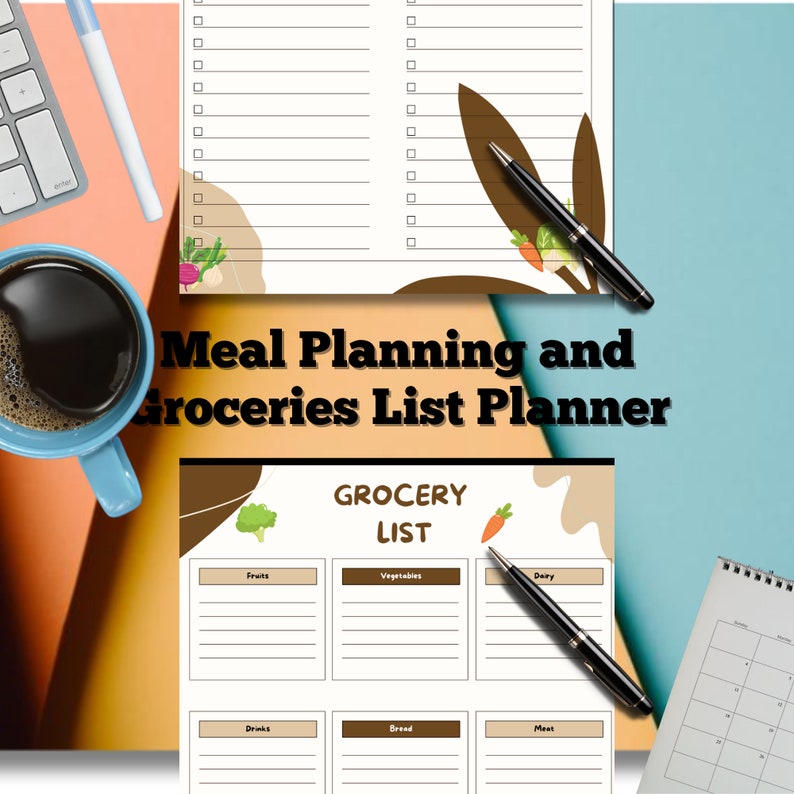 Groceries List and Weekly Meal Planner, Meal Prep Planner, Meal Plan ...