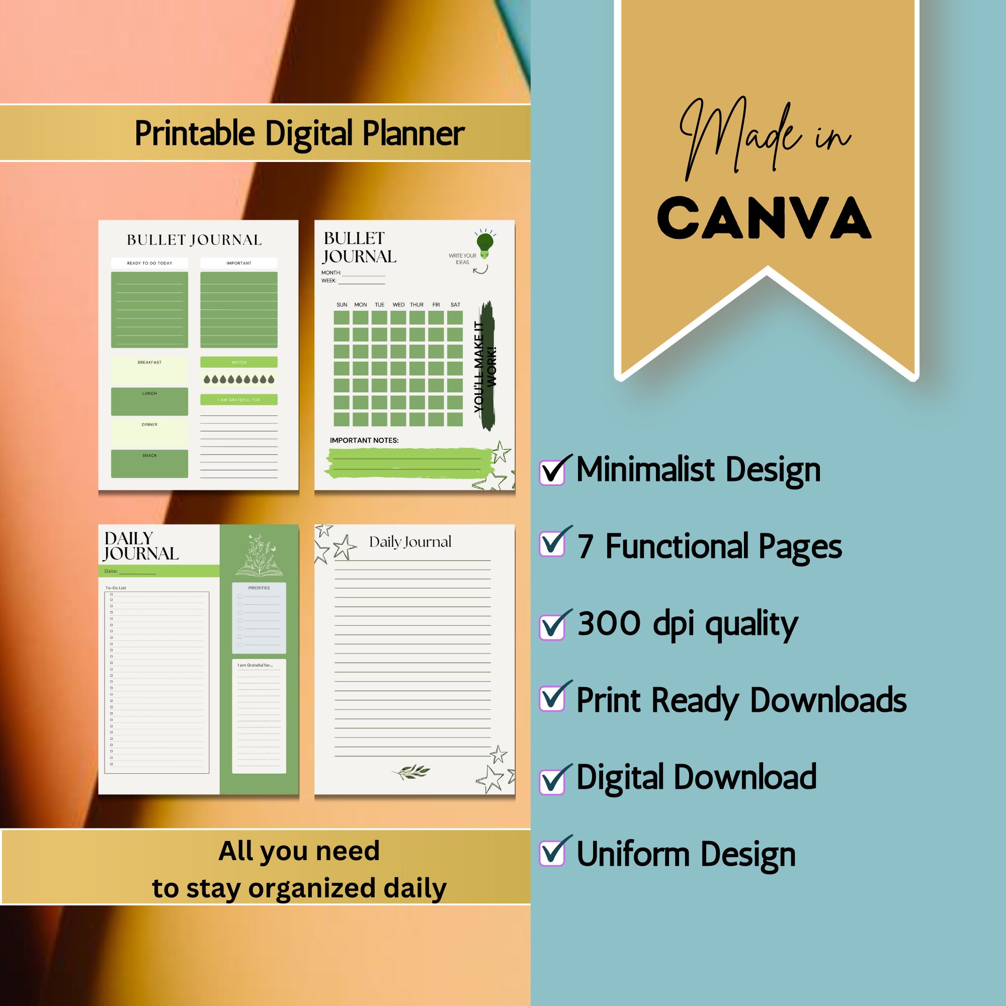 Bullet Journal-style Template, Premade Bullet Journal, Printable Task ...