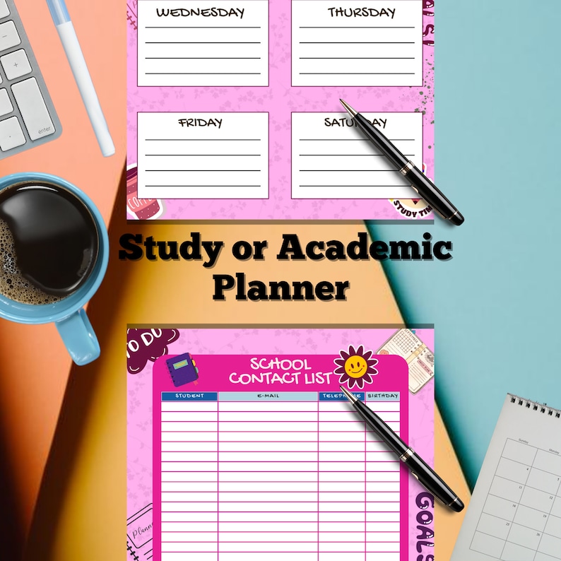 Student Academic Planner, Student Planner, Undated Academic Planner ...
